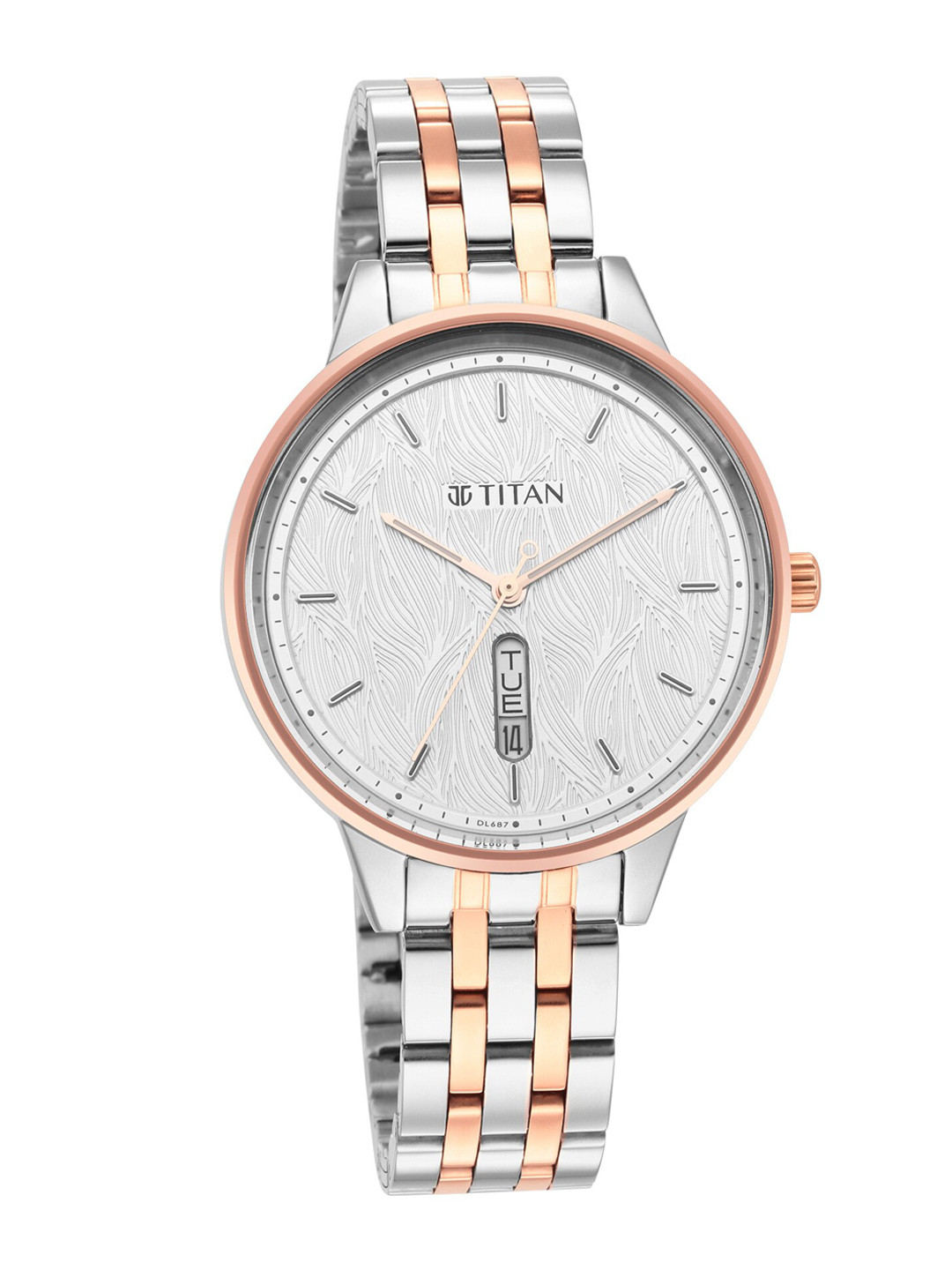 Buy Titan Women Silver Toned Brass Dial Stainless Steel Bracelet Style ...