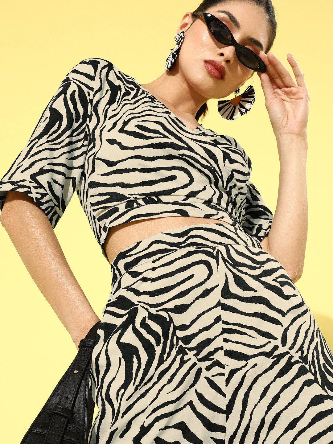 Buy The Vanca Women Stylish Black Printed Top With Skirt - Co Ords for ...