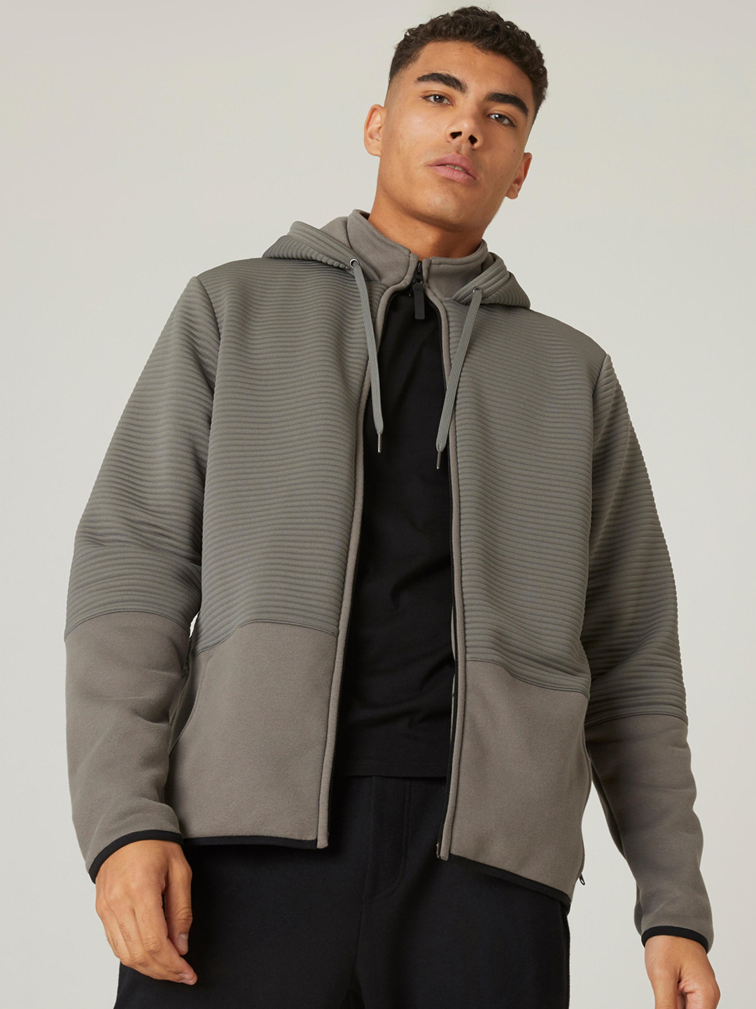 Buy Domyos By Decathlon Men Grey Insulator High Collar Fleecy Zipped ...