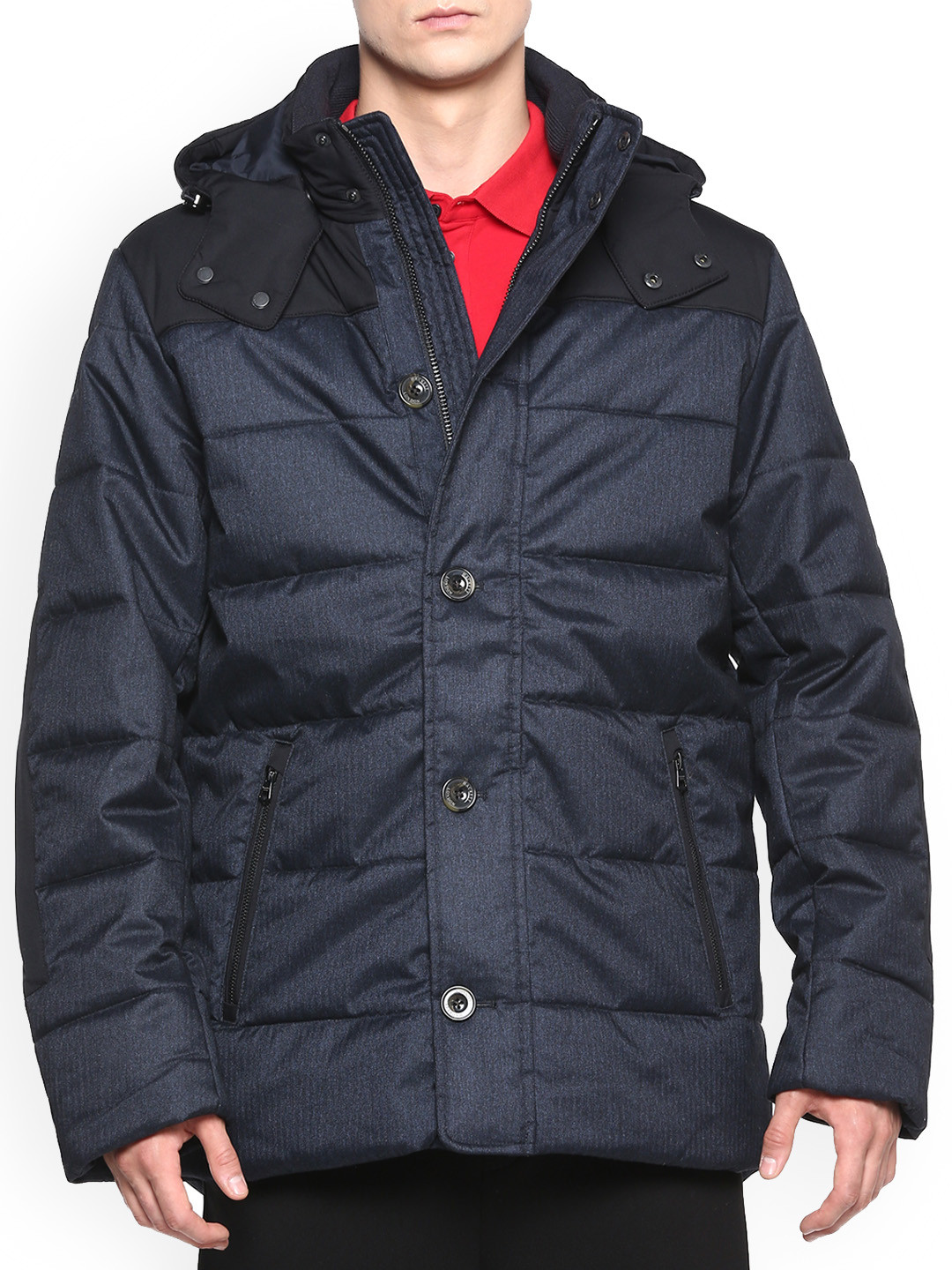 Buy HACKETT LONDON Men Navy Blue Puffer Jacket - Jackets for Men ...