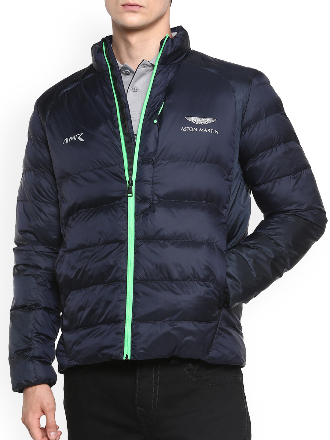 Buy HACKETT LONDON Men Navy Blue Puffer Jacket - Jackets for Men ...