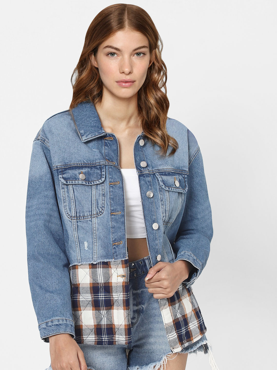 Buy ONLY Women Blue Washed Crop Denim Jacket - Jackets for Women ...