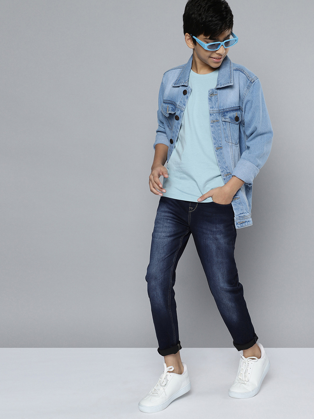 Buy HERE&NOW Boys Navy Blue Slim Fit Light Fade Jeans - Jeans for Boys ...