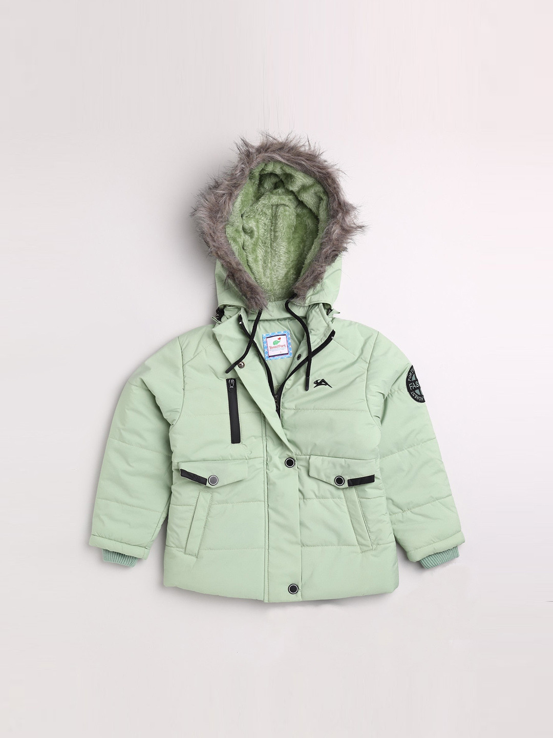 Buy Toonyport Girls Green Geometric Lightweight Padded Jacket - Jackets ...