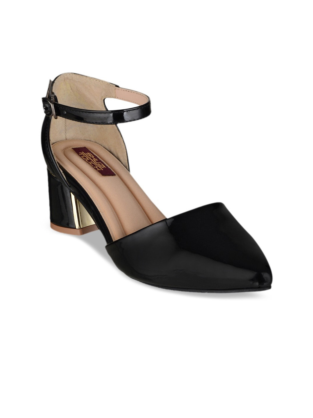 Buy SHUZ TOUCH Black Block Pumps With Buckles - Heels for Women ...