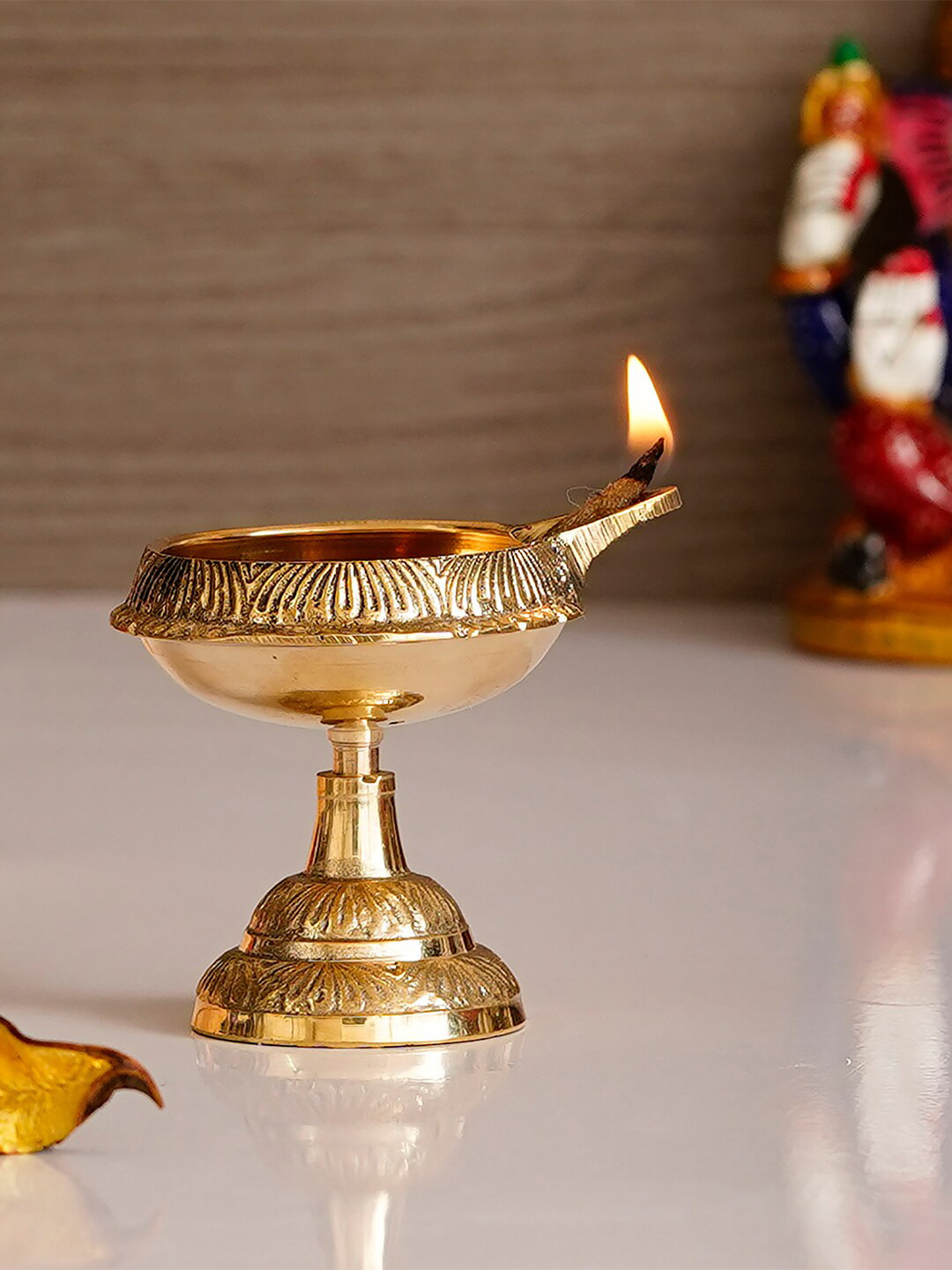 Buy ECraftIndia Designer Brass Diya - Pooja Essentials for Unisex ...
