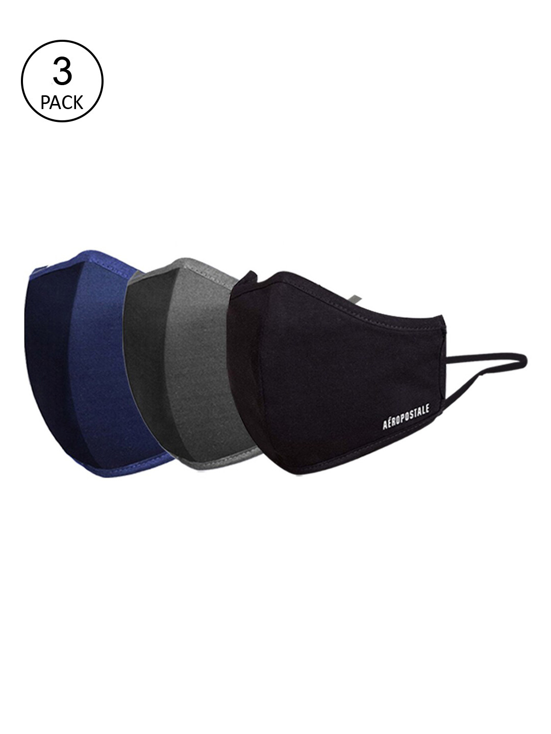 Buy Aeropostale Unisex Pack Of 3 Solid 6 Ply Cotton Reusable Cloth Face ...