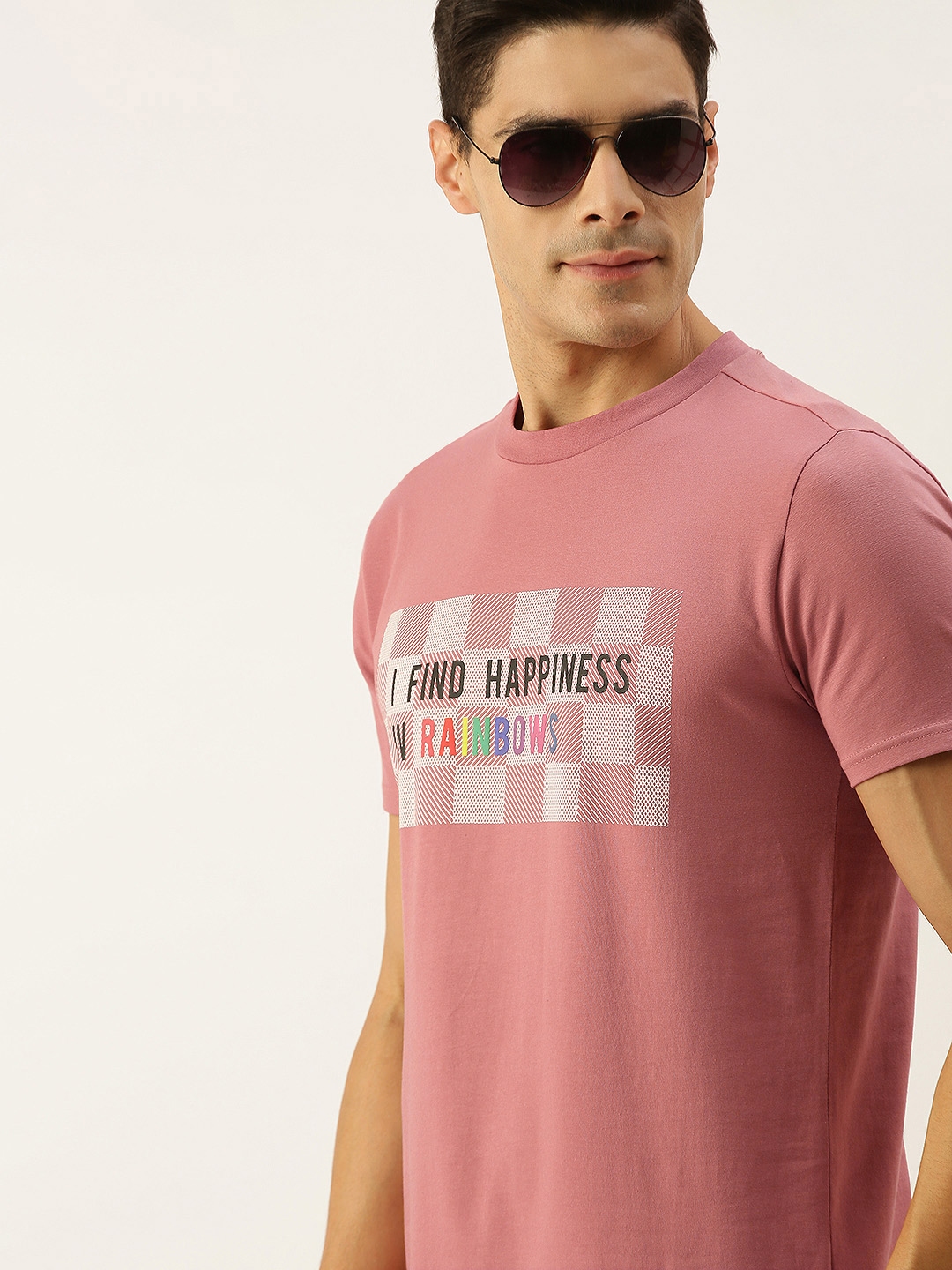 Buy Forever 21 Men Rose And White Typography Printed Round Neck T Shirt