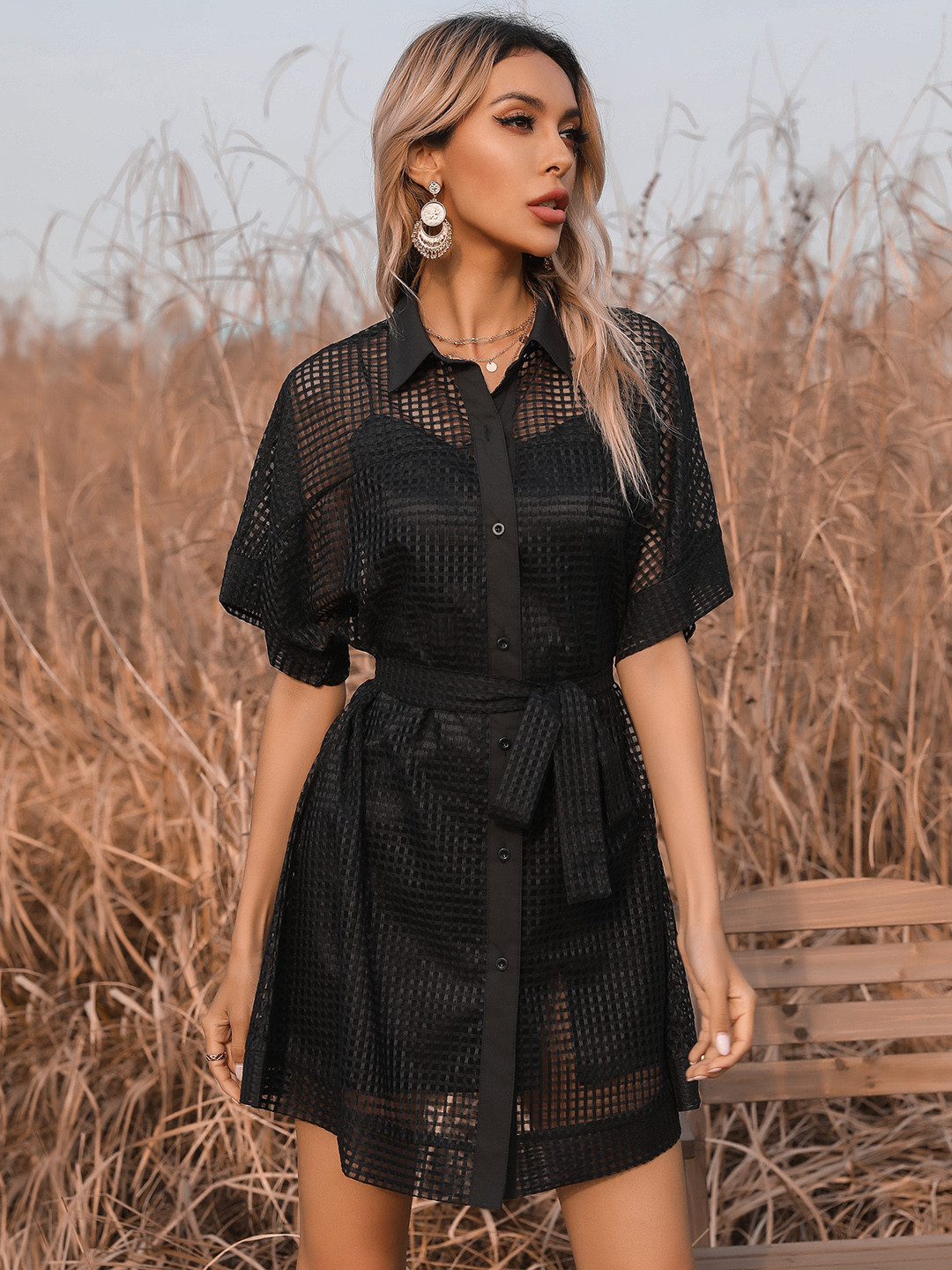 Buy URBANIC Black Belted Shirt Dress - Dresses for Women 15629496 | Myntra