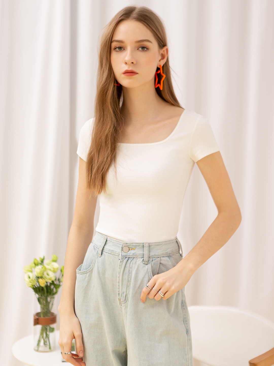 Buy Urbanic Women White Cotton Solid Slim Fit T Shirt Tshirts For