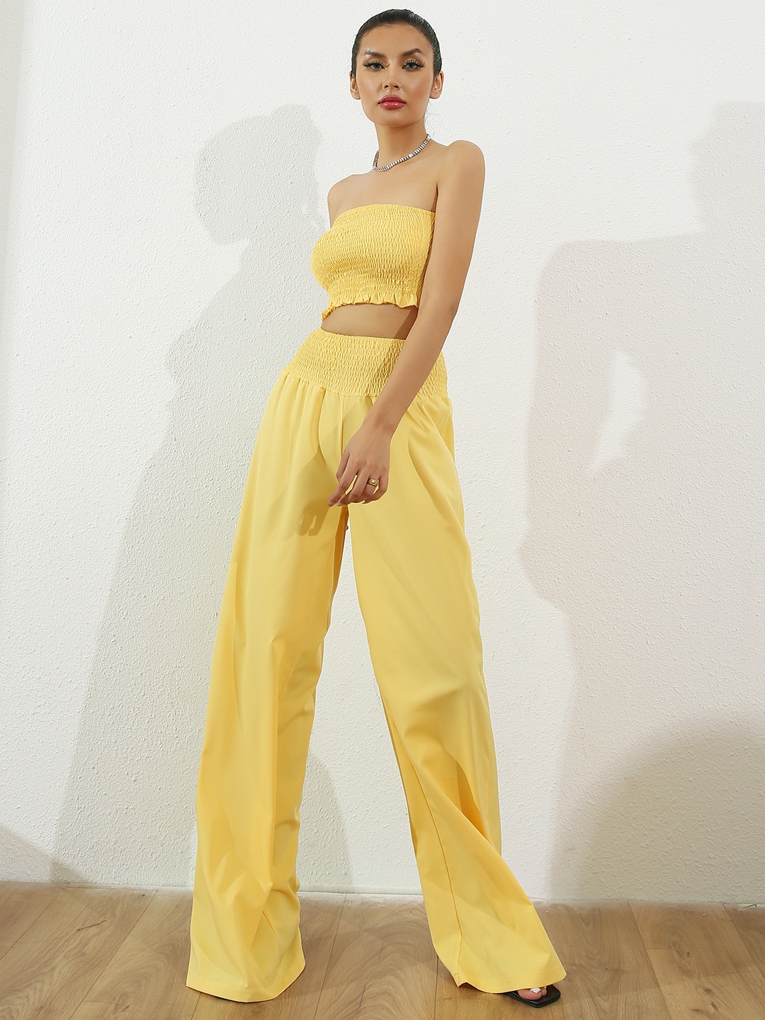 Buy Urbanic Yellow Shirred Co Ords Co Ords For Women 15632734 Myntra