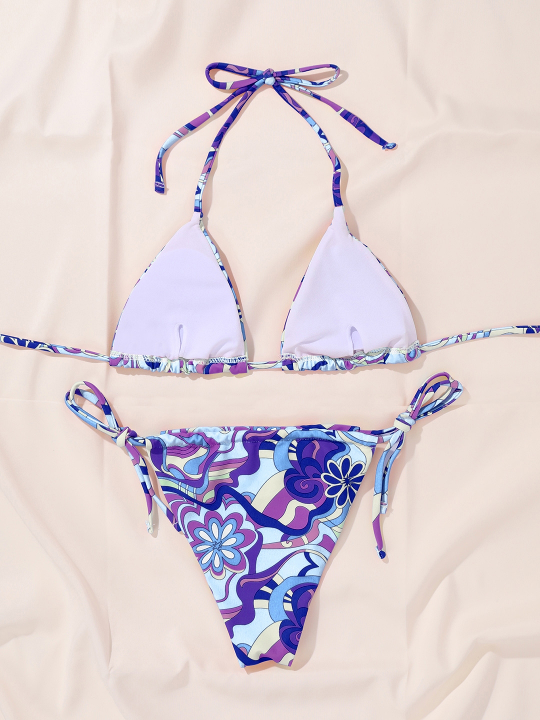 Buy Urbanic Women Blue And Purple Floral Digital Print Padded Swim Bikini