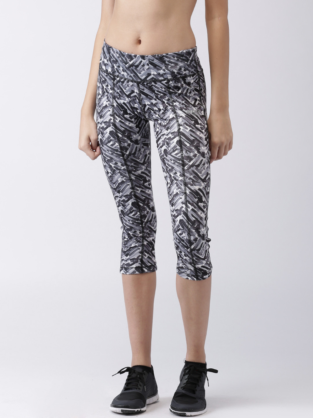 Buy 2GO Grey & Black Printed Training Capris - Capris for Women 1563505 ...