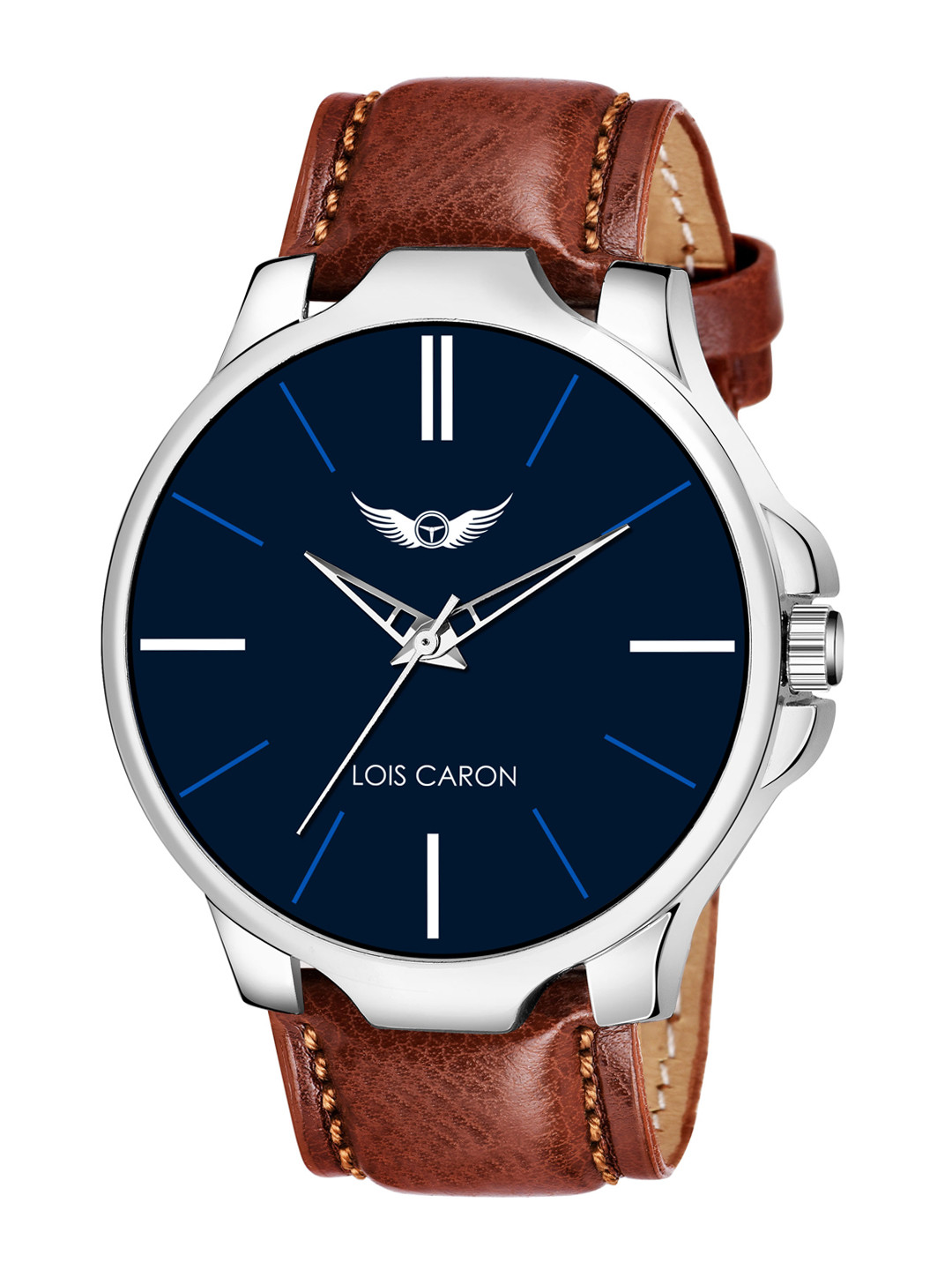 Buy LOIS CARON Men Blue Dial & Brown Leather Straps Analogue Watch MLC ...