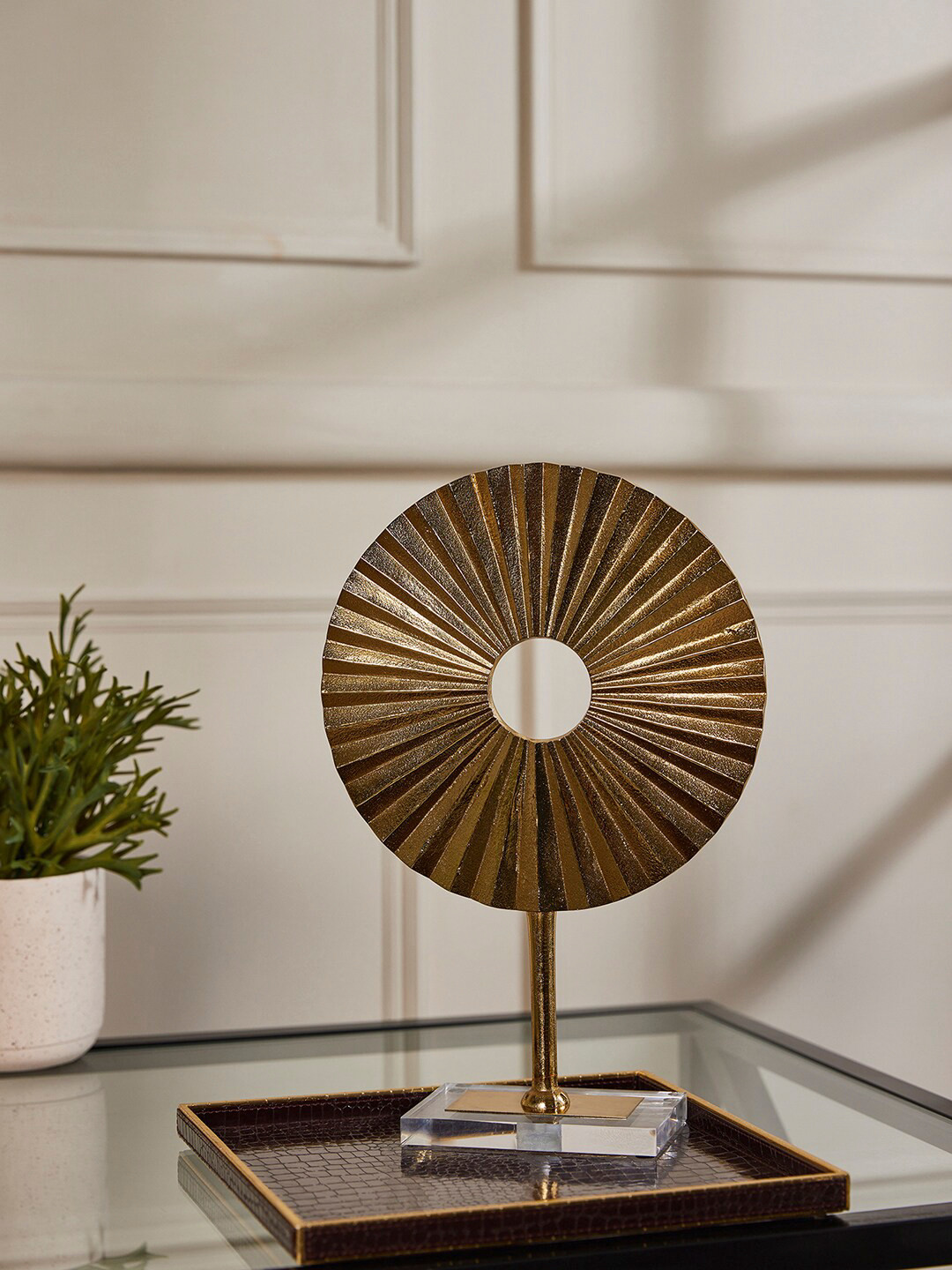 Buy Pure Home And Living Gold Toned Lotus Leaf Stand Showpiece ...