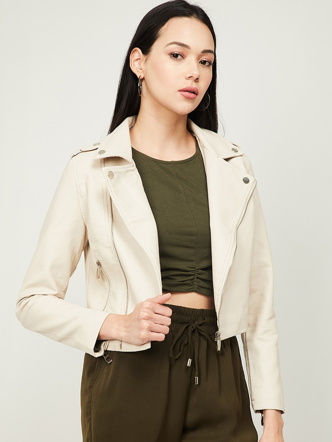 Buy Ginger By Lifestyle Women Beige Longline Tailored Jacket - Jackets ...