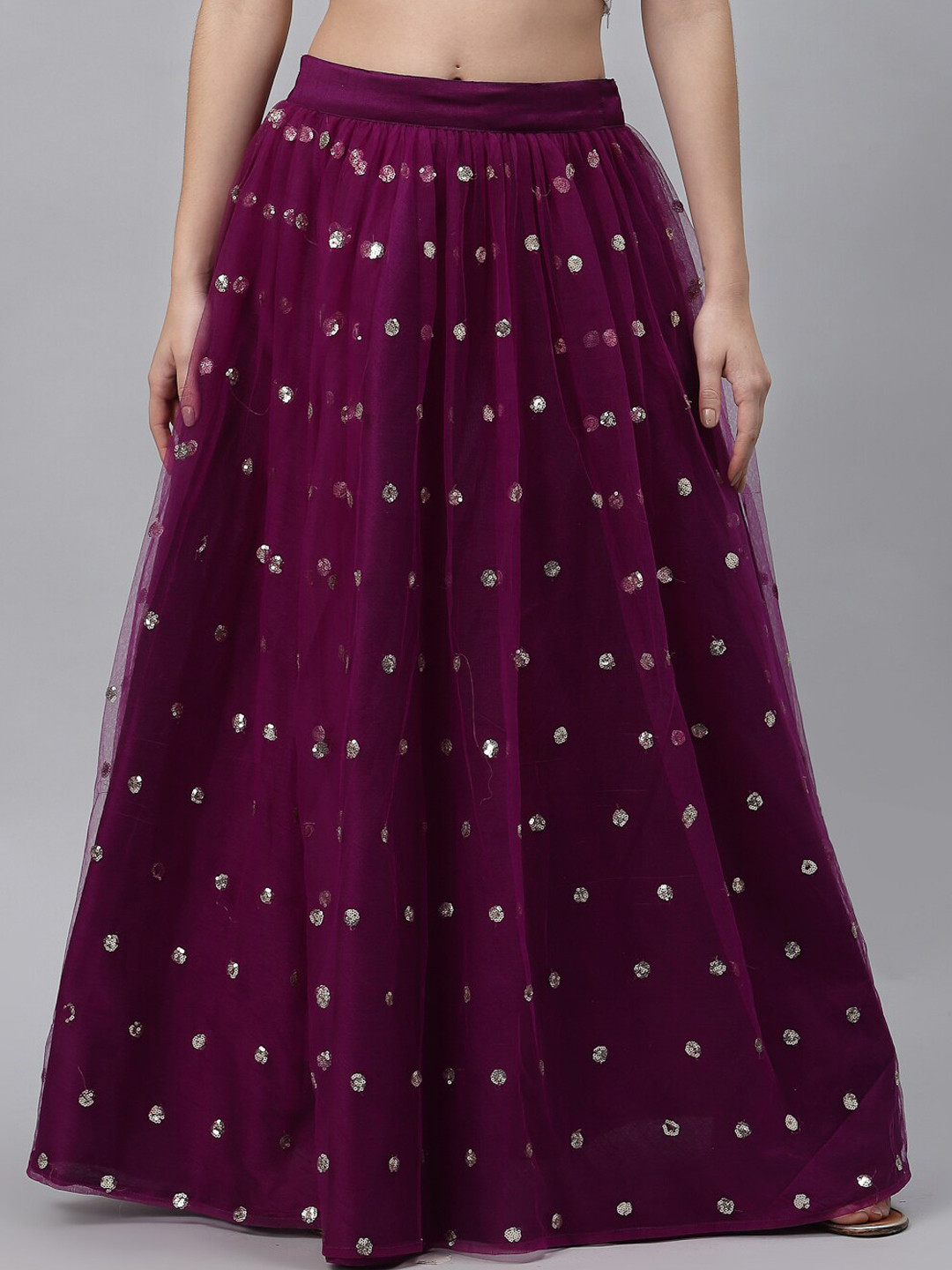 Buy Studio Rasa Women Purple & Gold Coloured Sequins Embellished Flared ...