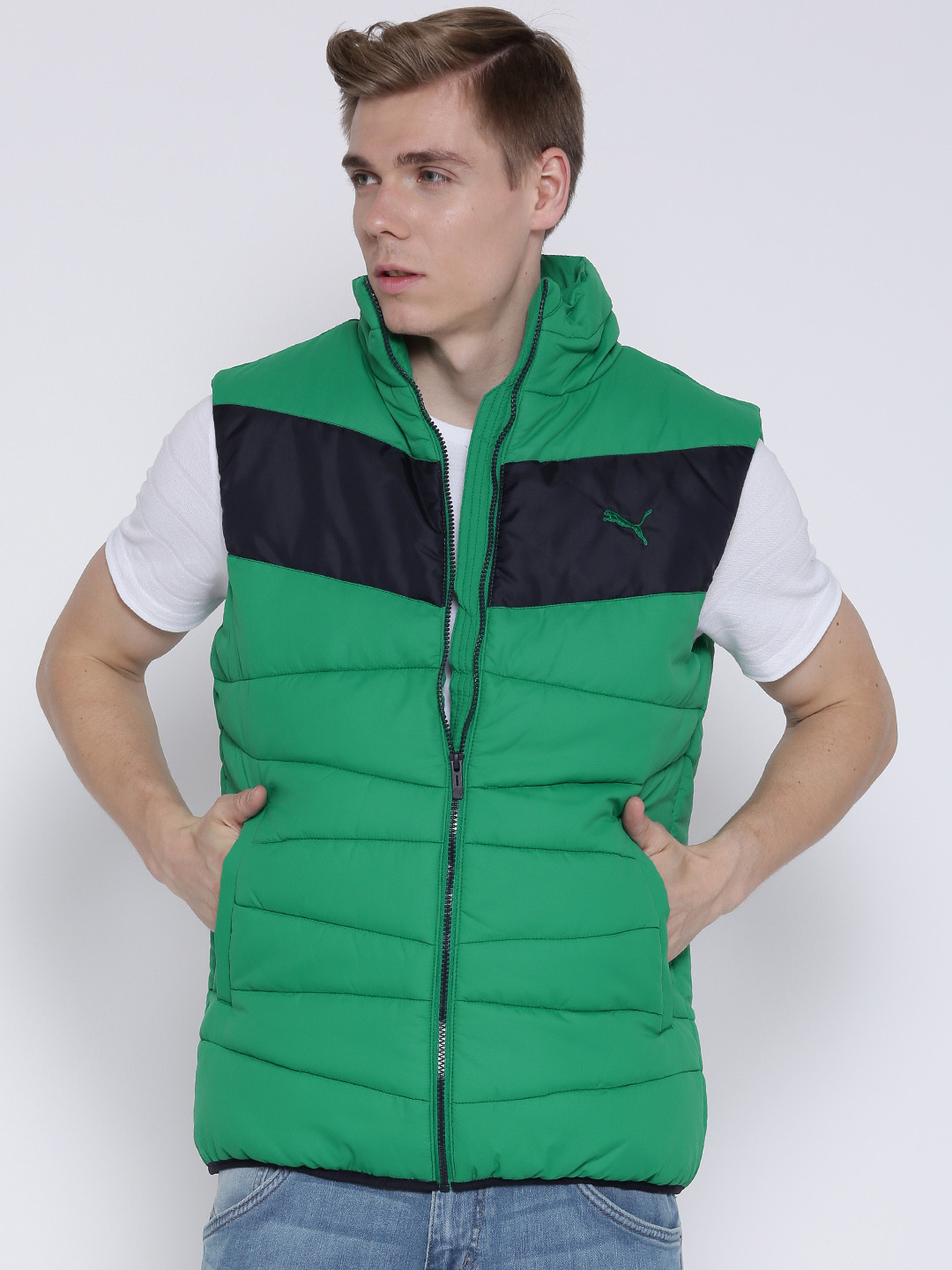 Buy PUMA Green ESS Sleeveless Padded Jacket - Jackets for Men 1565101 ...