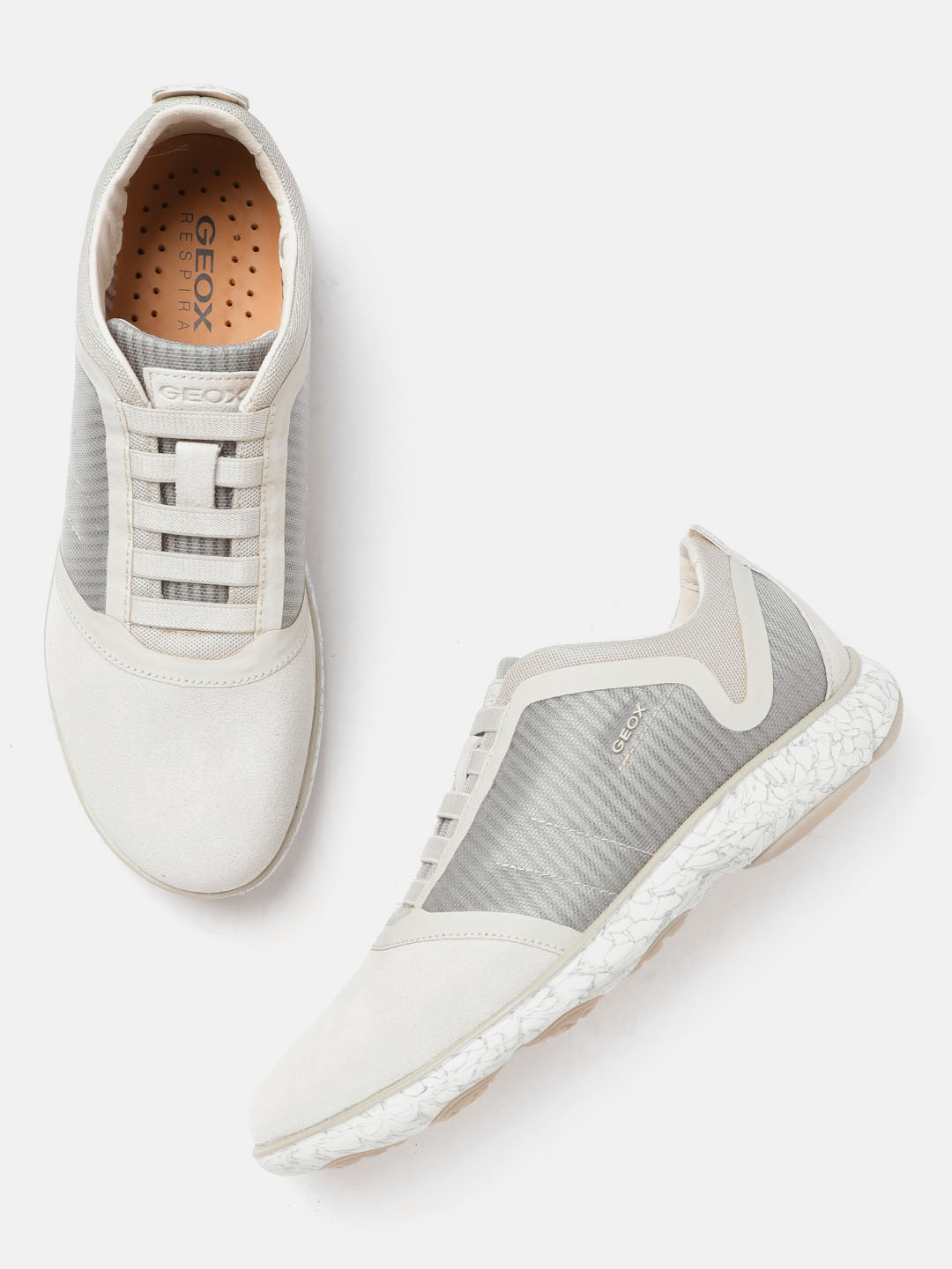 Buy Geox Men Off White & Grey Colourblocked Sneakers - Casual Shoes for ...