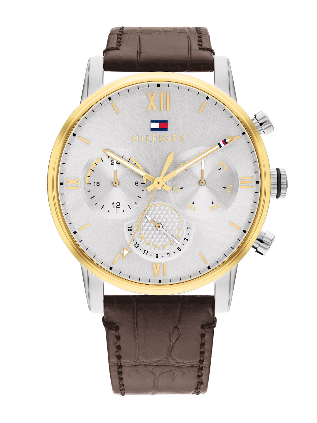 Buy Tommy Hilfiger Men Silver Toned Dial & Brown Leather Straps ...
