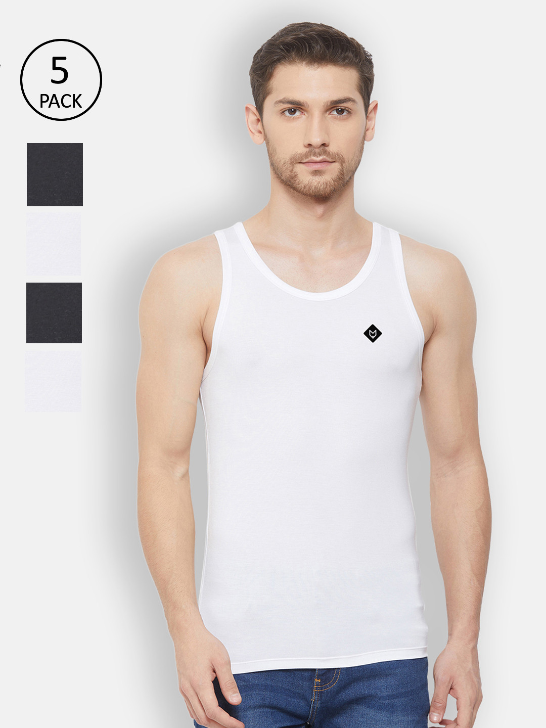 Buy Almo Wear Men Pack Of 5 Micromodal Slim Fit Vest - Innerwear Vests ...