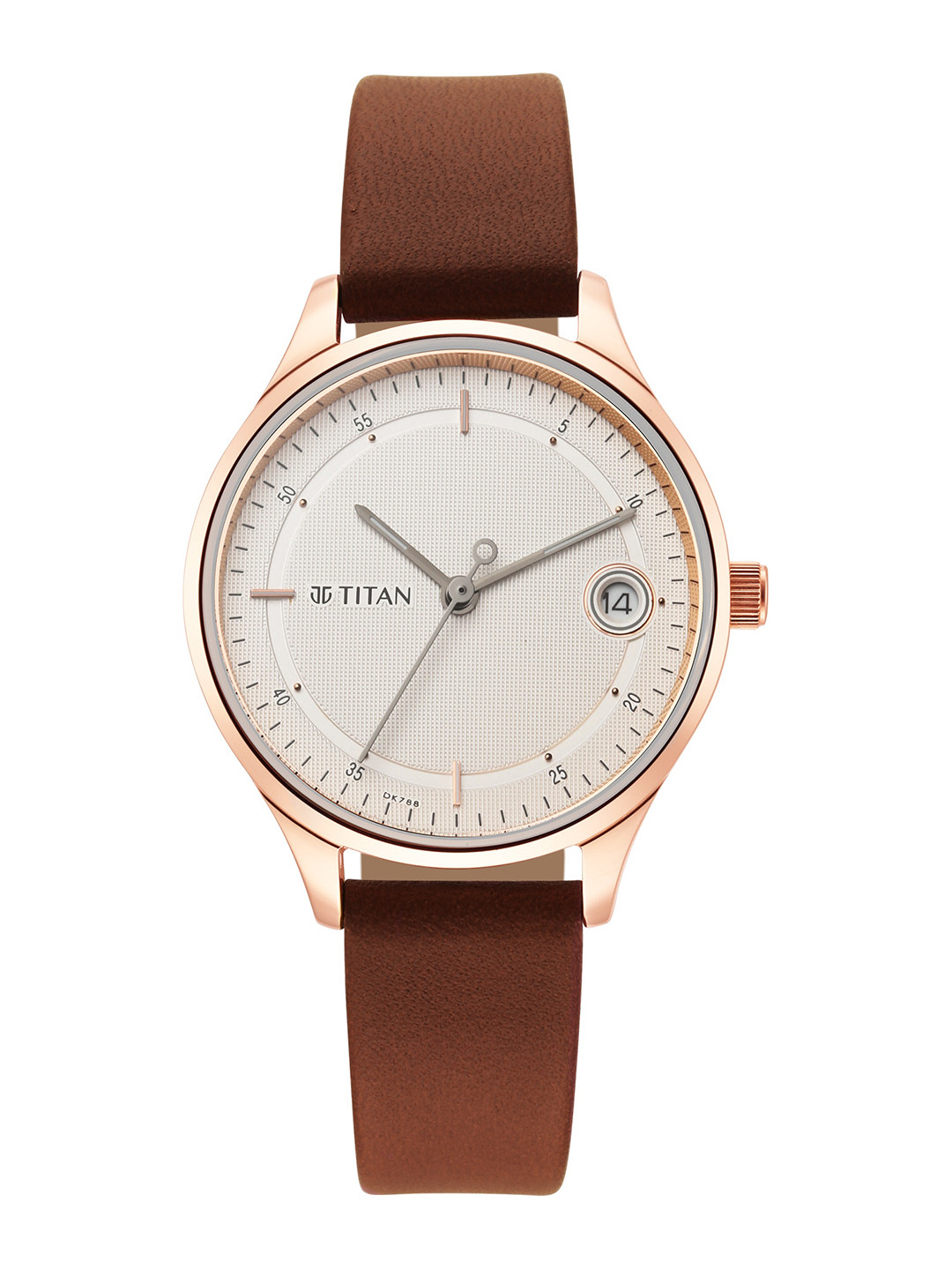 Buy Titan Women White Brass Dial & Brown Leather Straps Analogue Watch ...
