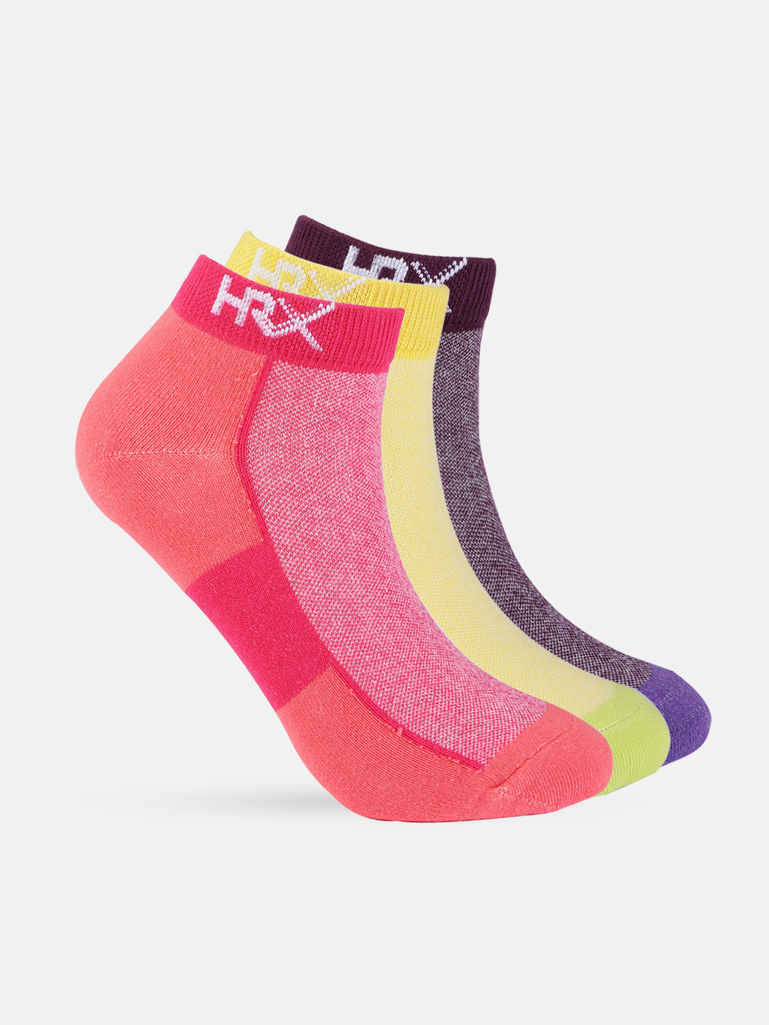Buy HRX By Hrithik Roshan Women Multi Coloured Set Of 3 Ankle Socks ...