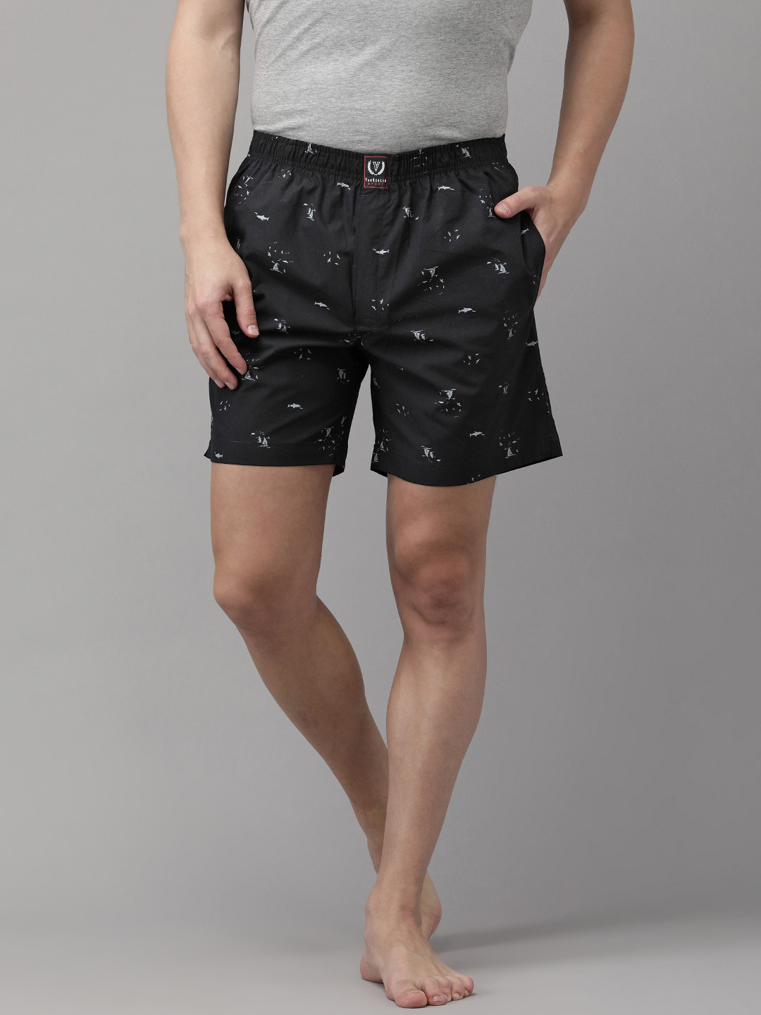 Buy Van Heusen Men Black Printed Pure Cotton Boxers 8905325660378 AOP03 ...