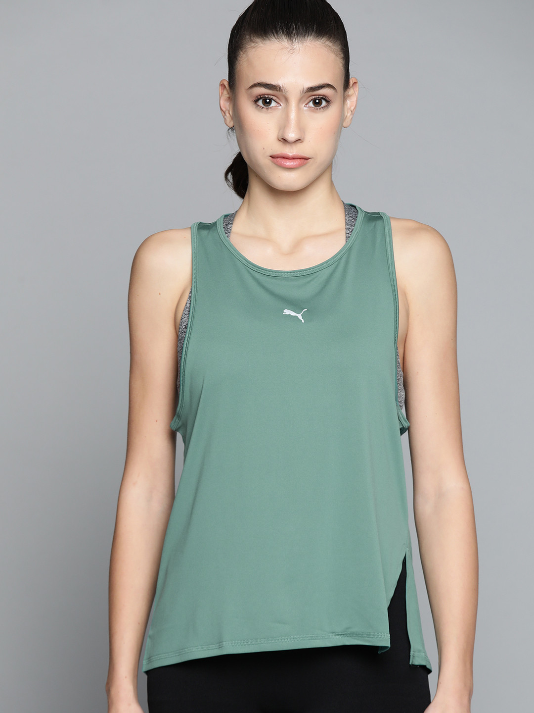 Buy Puma Green Cool Adapt Solid Running Tank Top - Tops for Women ...