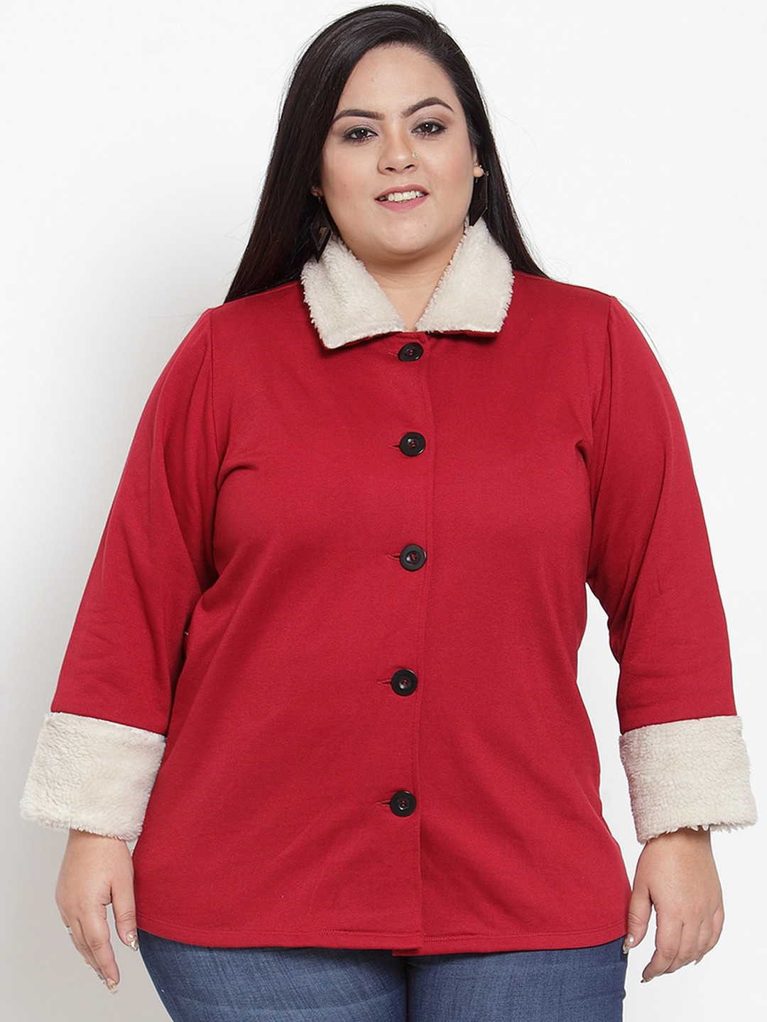 Buy PlusS Women Red Plus Size Tailored Jacket - Jackets for Women ...