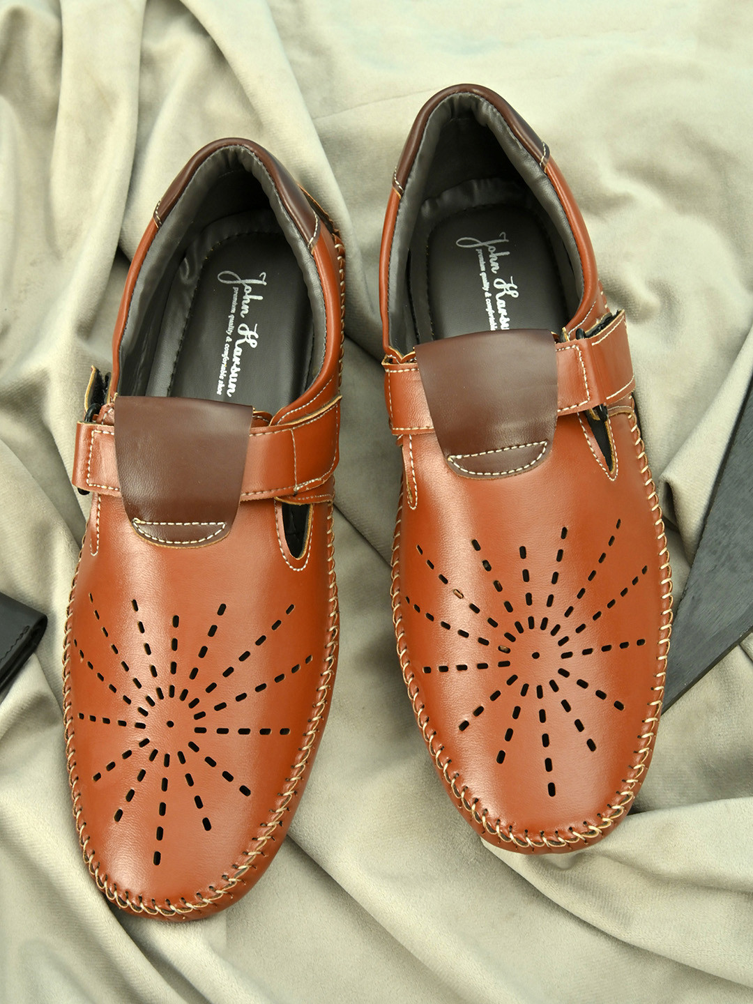 Buy John Karsun Men Tan Shoe Style Sandals - Sandals for Men 15679758 ...