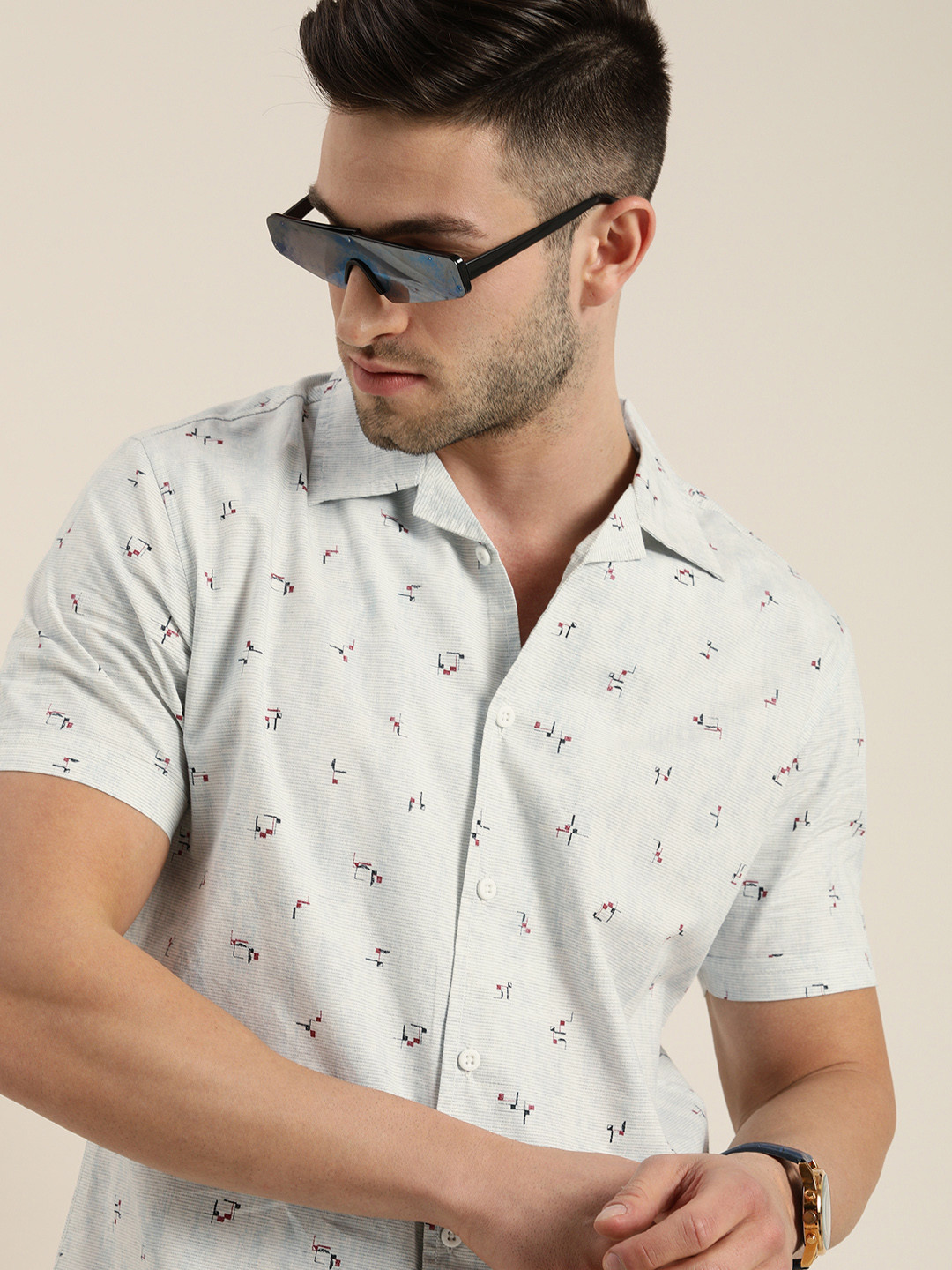 Buy Moda Rapido Men White Slim Fit Printed Pure Cotton Casual Shirt ...