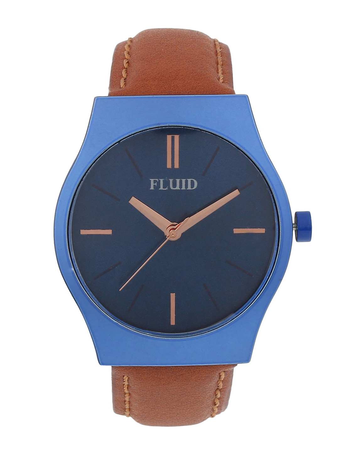 Buy FLUID Men Blue Dial & Brown Leather Straps Analogue Watch FL21 716 ...