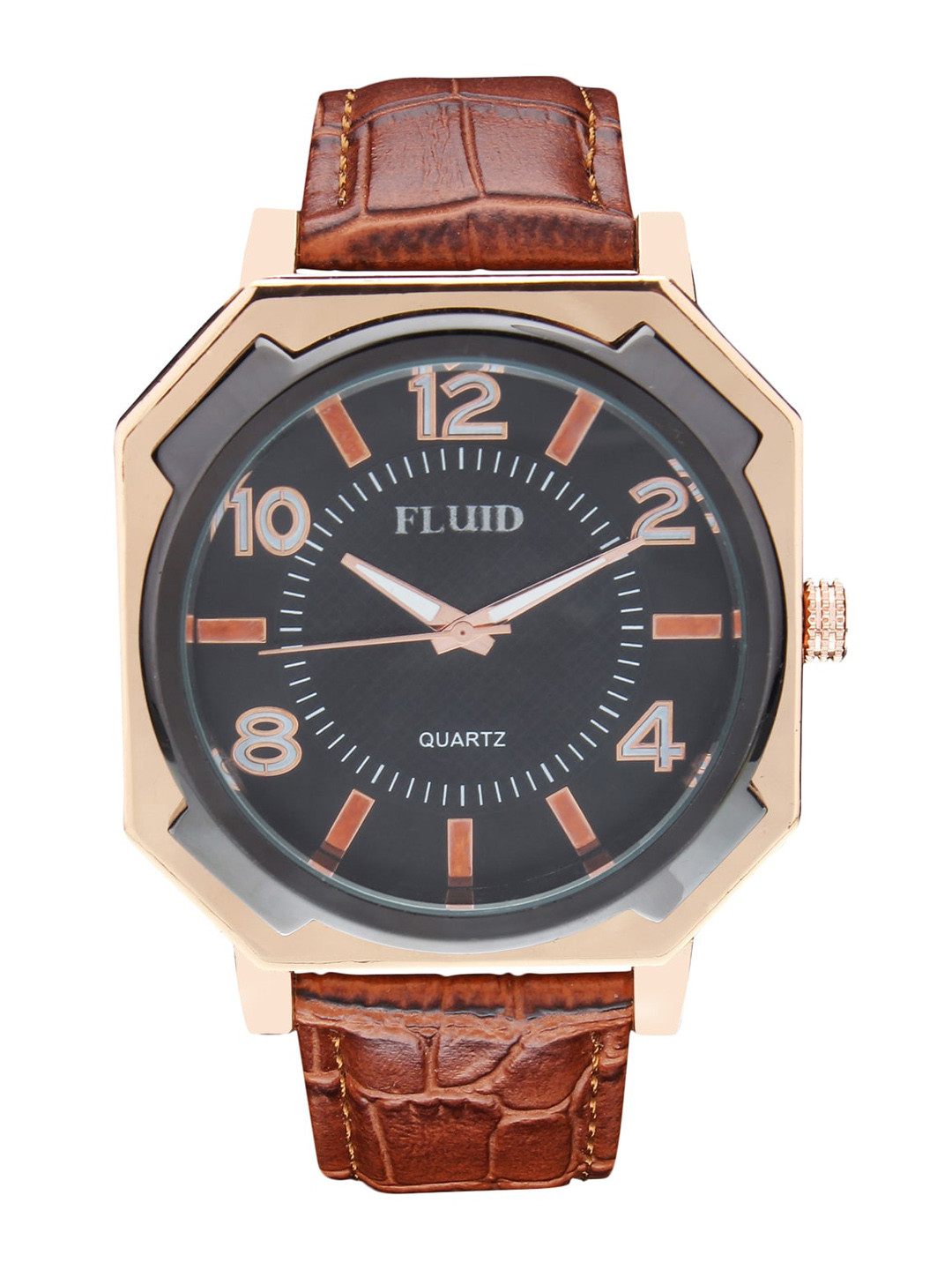 Buy FLUID Men Black Dial & Brown Leather Straps Analogue Watch FL21 911 ...