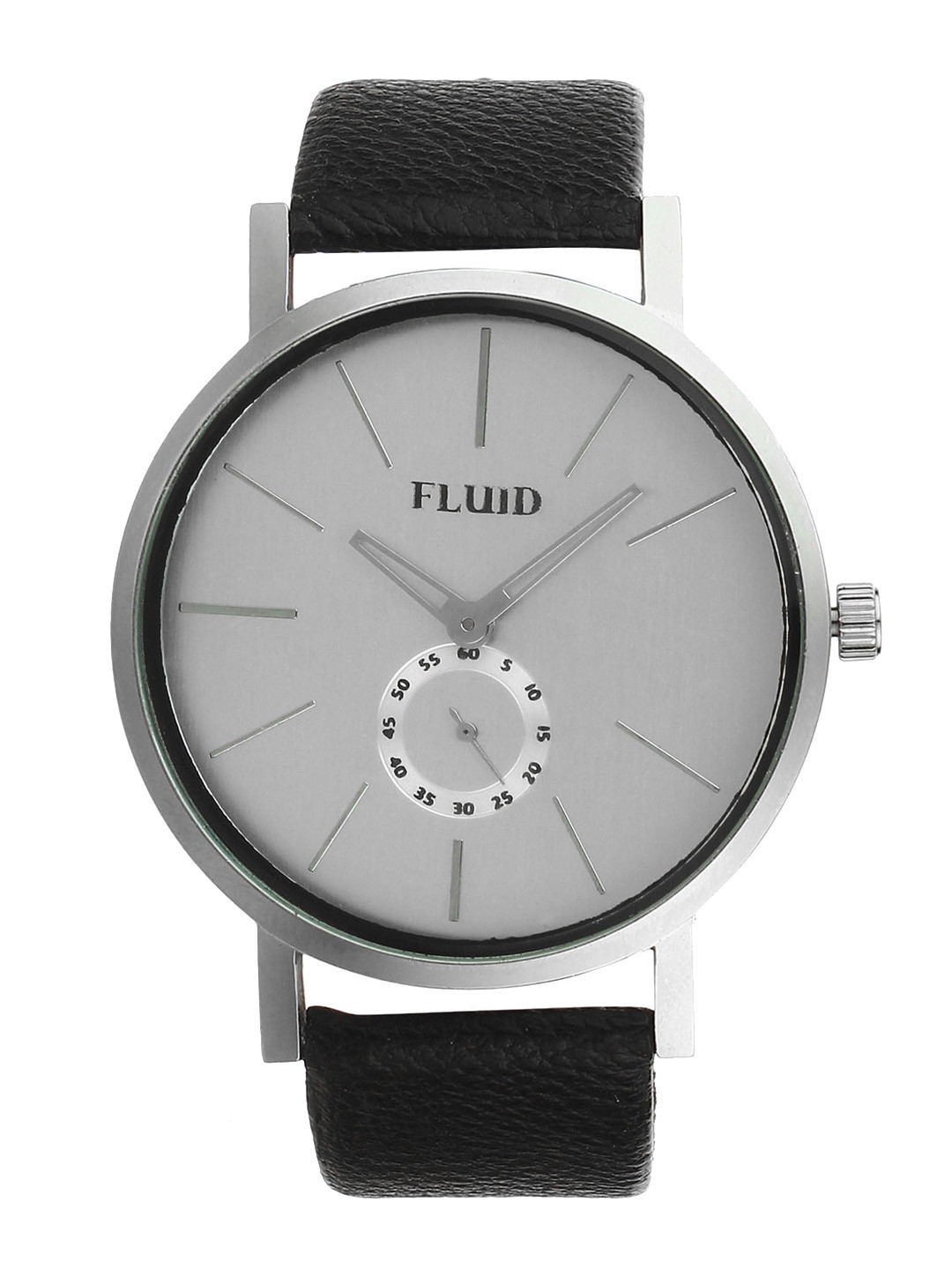 Buy FLUID Men Grey Dial & Black Textured Leather Straps Analogue Watch ...