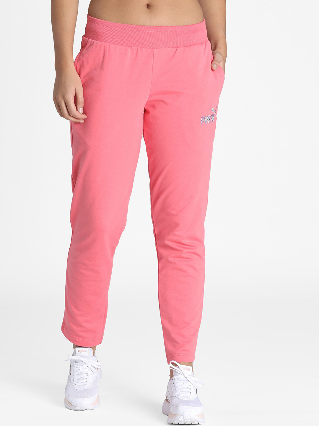 Buy Puma Adult Women Pink Solid Regular Fit Cotton Track Pants - Track ...