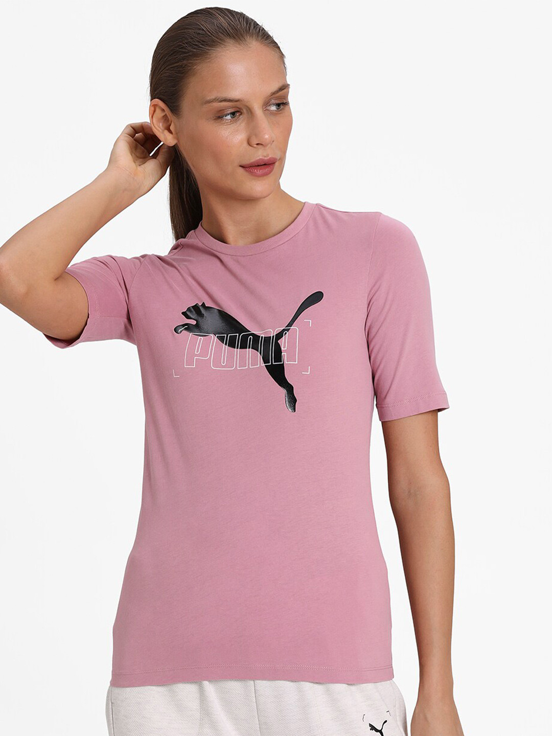 Buy Puma Women Pink NU TILITY Pure Cotton T Shirt - Tshirts for Women ...