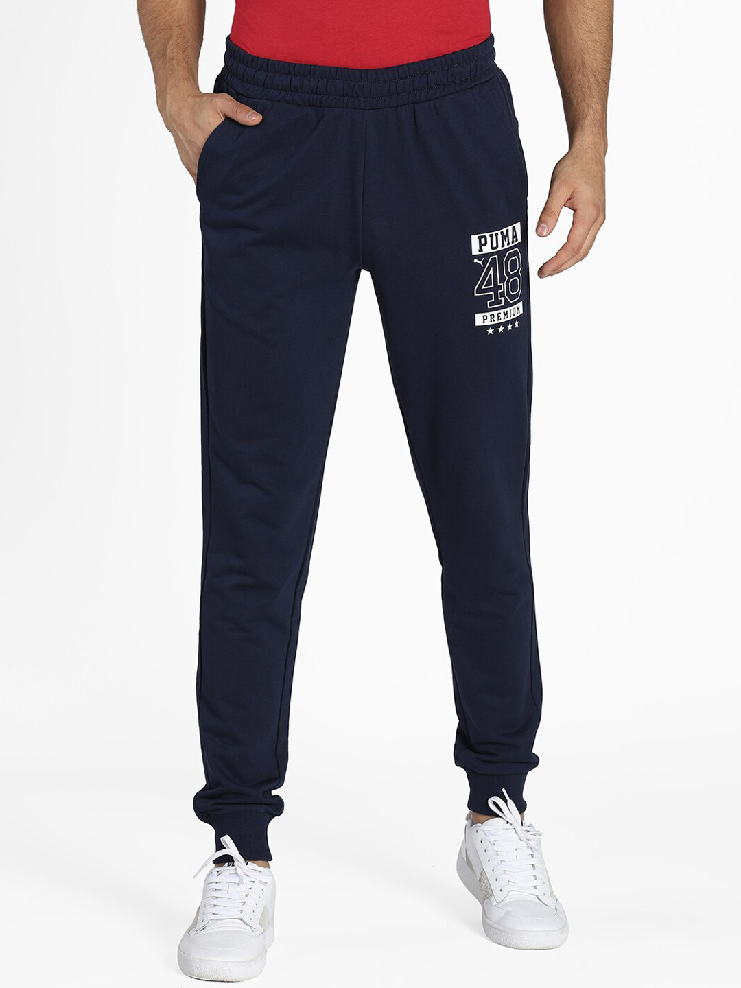 Buy Puma Adult Men Navy Blue Slim Fit Printed Track Pants - Track Pants ...