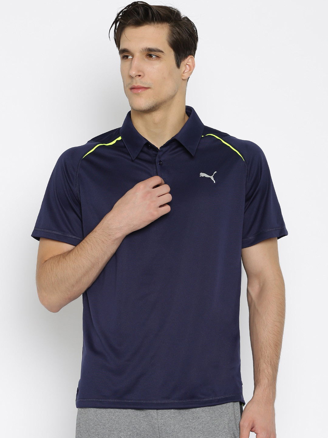 Buy Puma Men Navy Blue Solid Polo Collar T Shirt - Tshirts for Men ...