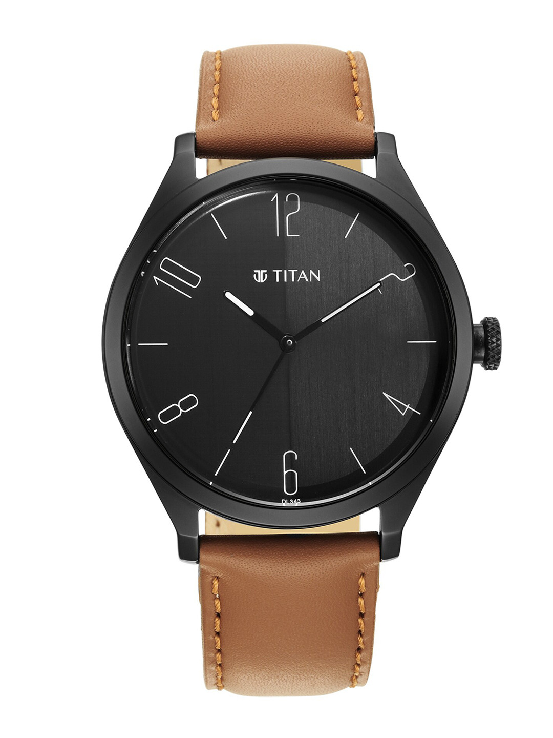 Buy Titan Men Black Brass Dial & Brown Leather Straps Analogue Watch ...
