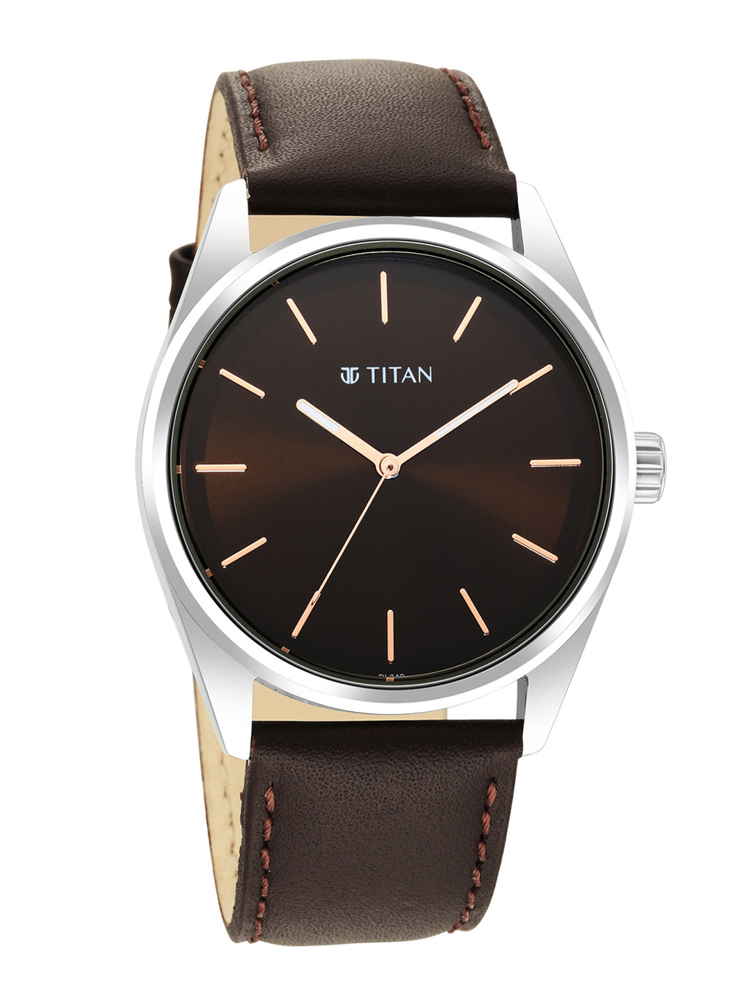 Buy Titan Men Brown Brass Dial & Brown Leather Straps Analogue Watch ...