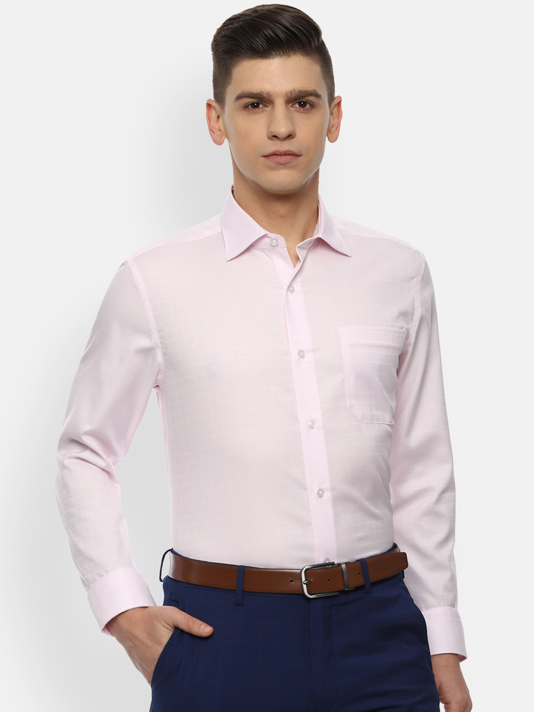 Buy Louis Philippe Permapress Men Pink Opaque Formal Shirt - Shirts for ...