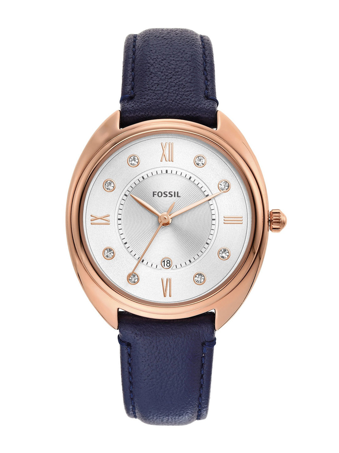 Buy Fossil Women White Embellished Dial & Blue Leather Straps Analogue ...