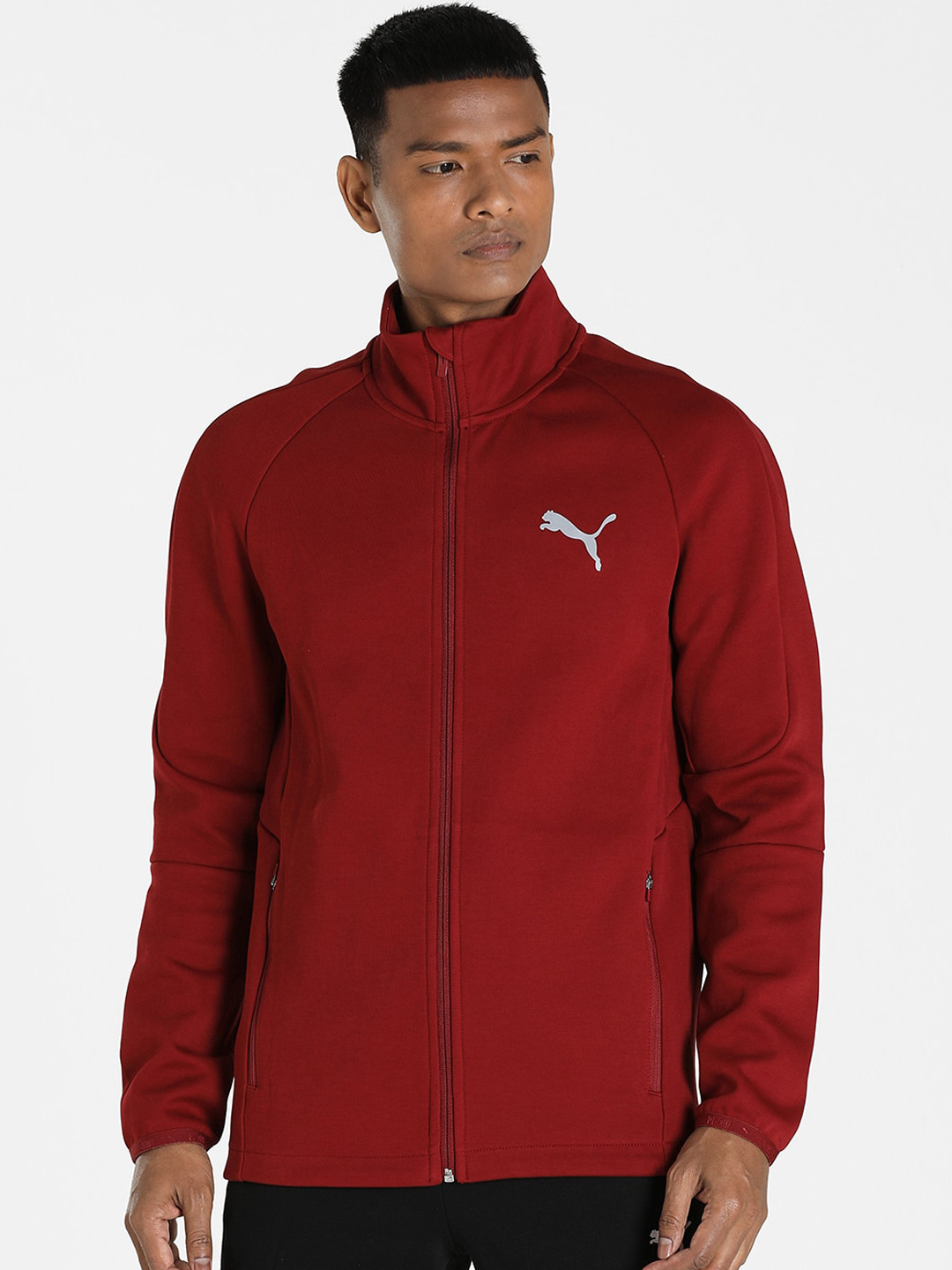Buy Puma Men Red EVOSTRIPE Slim Fit Track Jacket - Jackets for Men ...