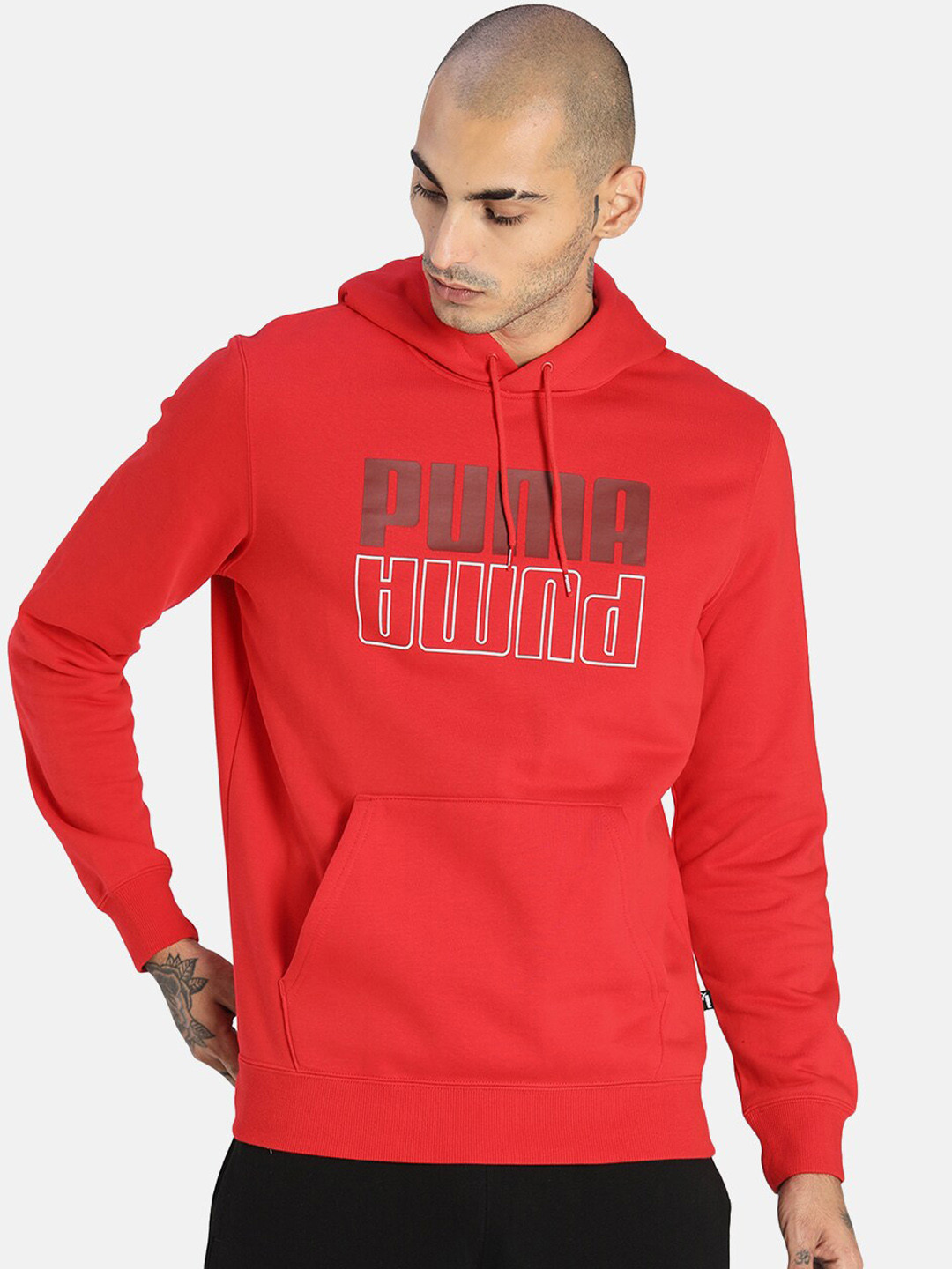 Buy Puma Men Red Power Logo Regular Fit Hoodie - Sweatshirts for Men ...