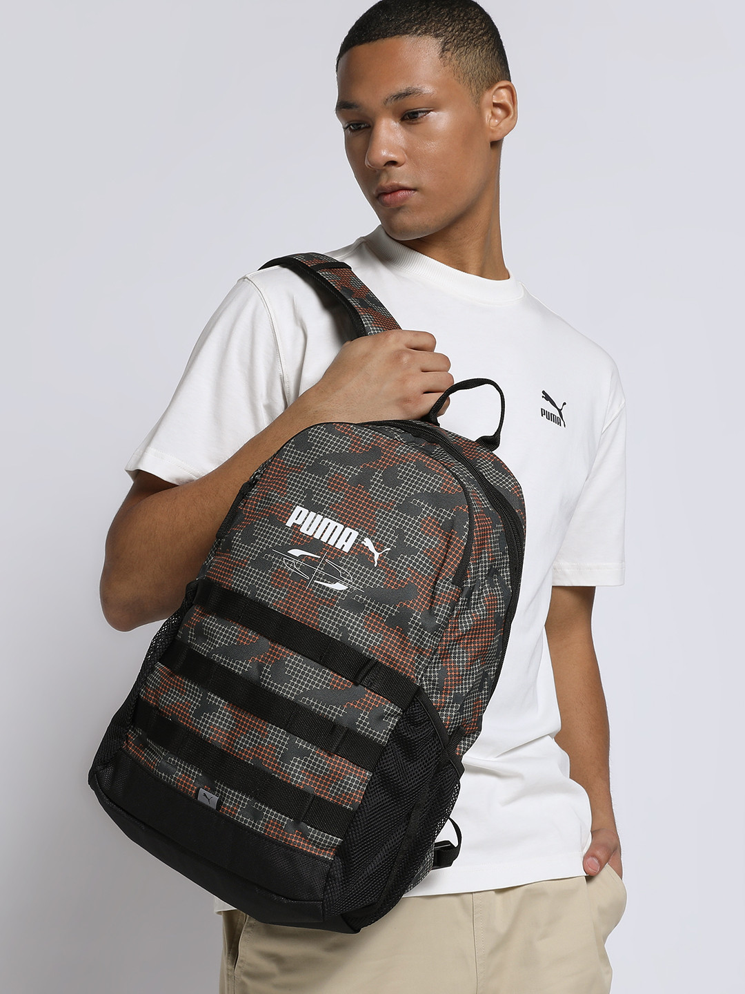 Buy Puma Unisex Grey & Black Camouflage Backpack - Backpacks for Unisex ...