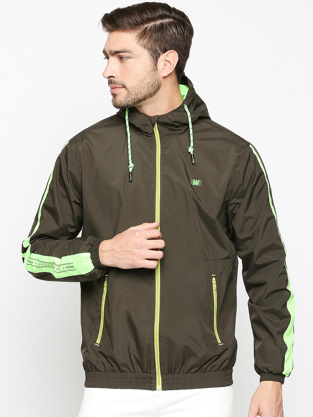 Buy Zeel Men Olive Green Windcheater Crop Sporty Jacket - Jackets for ...
