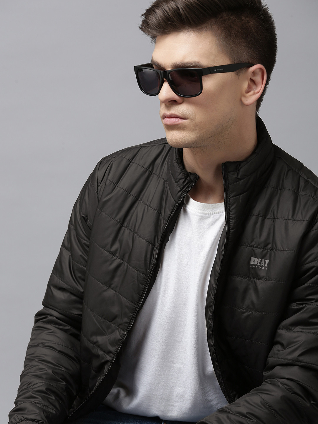 Buy BEAT LONDON By PEPE JEANS Men Black Solid Lightweight Puffer Jacket - Jackets for Men ...