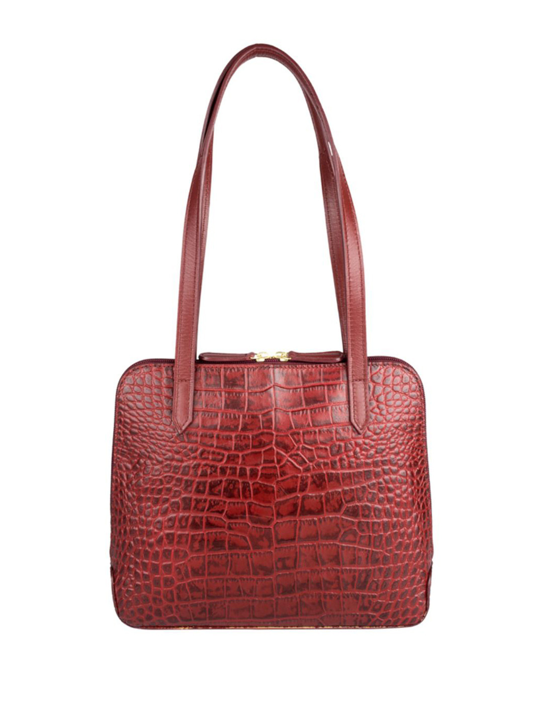Buy Hidesign Red Animal Textured Leather Structured Shoulder Bag ...