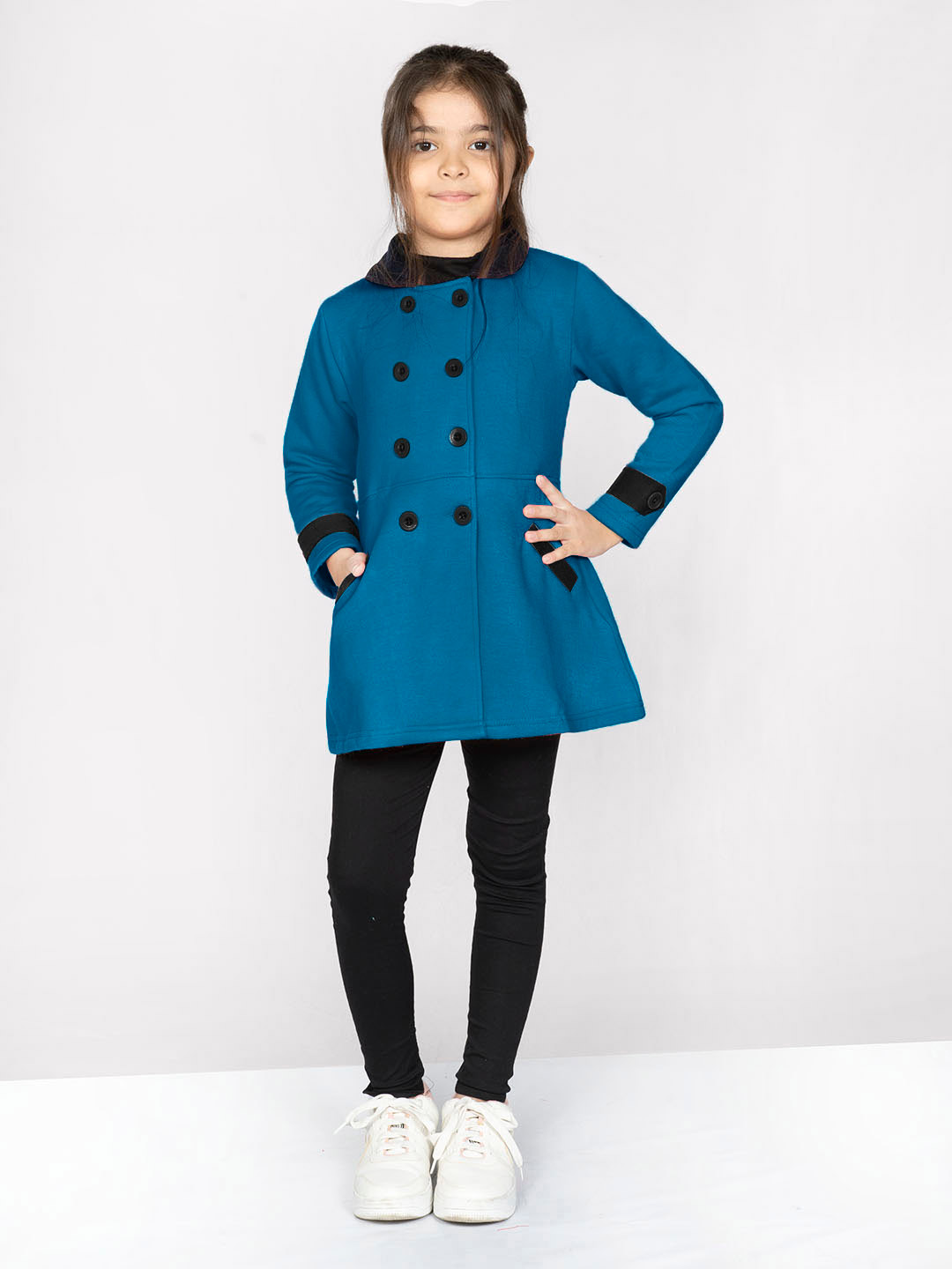 Buy Naughty Ninos Girls Teal Blue Solid Pea Coat - Coats for Girls ...
